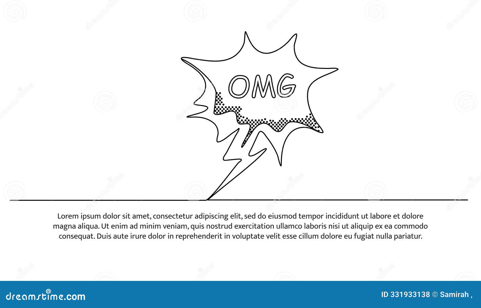 One Continuous Line Design of Simple OMG Word Speech Bubble Stock ...