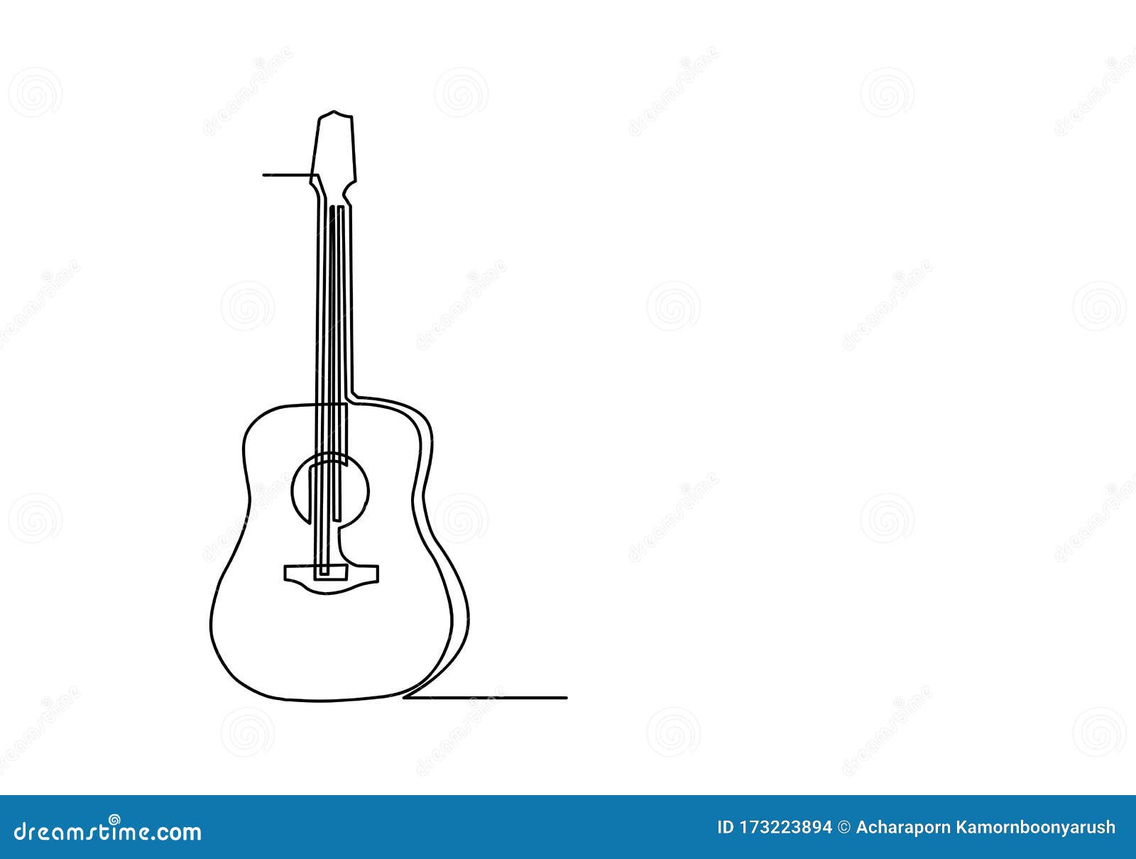 One Continuous Line Drawing of Acoustic Guitar Stock Illustration ...