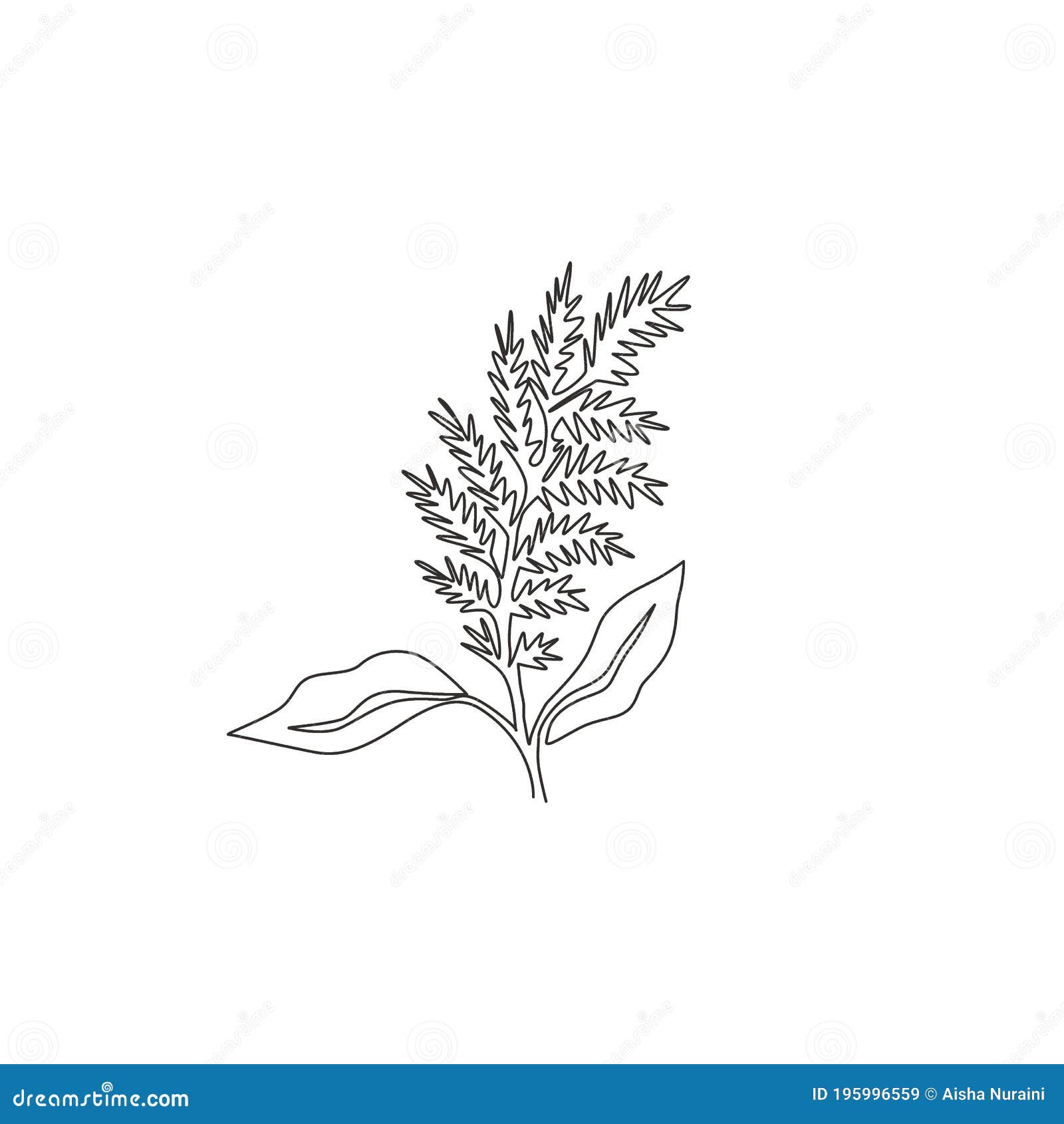 One Continuous Line Drawing Of Beauty Fresh Amaranthus For Home Wall