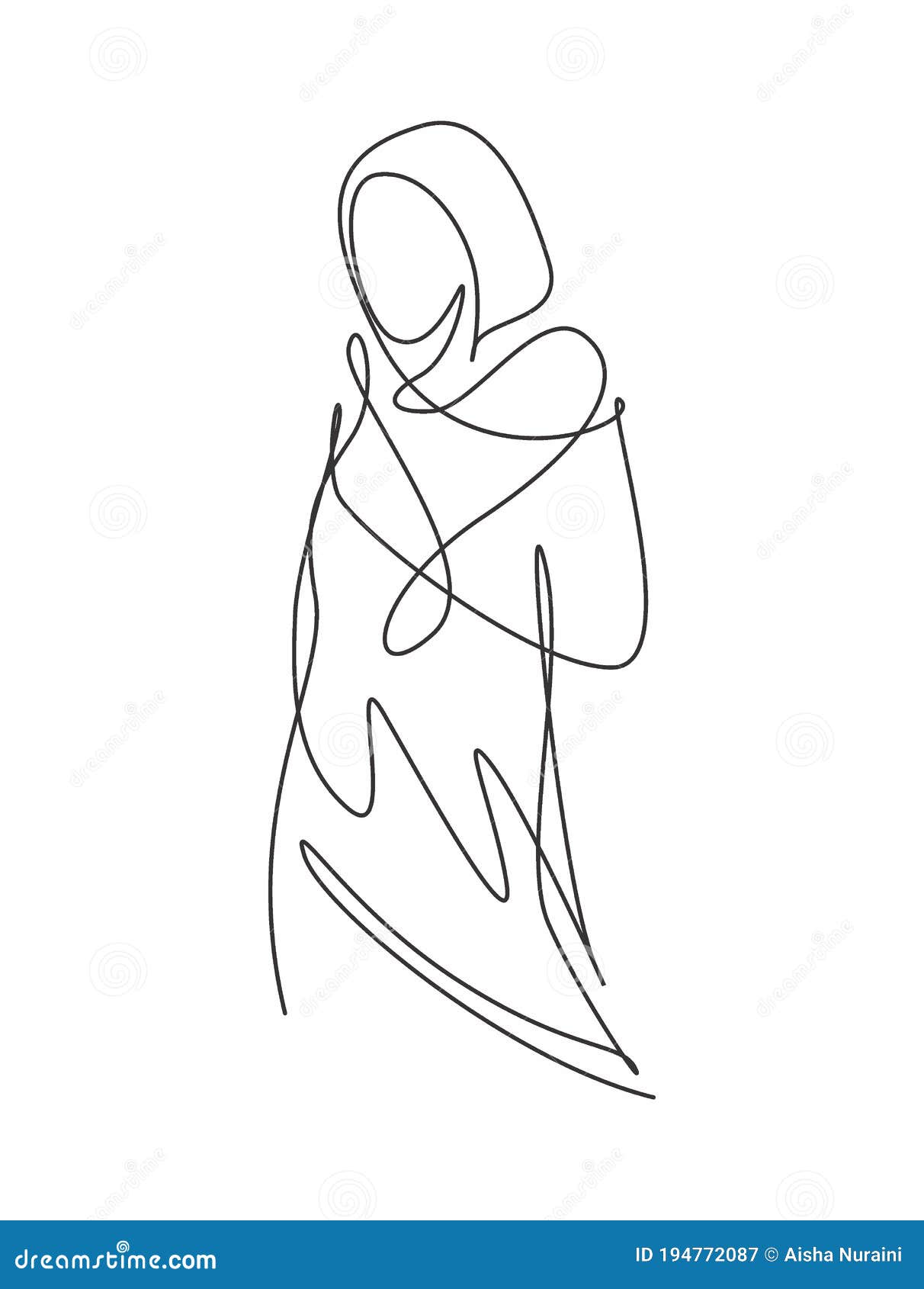 One Continuous Line Drawing Beauty Woman Feminine Face Abstract