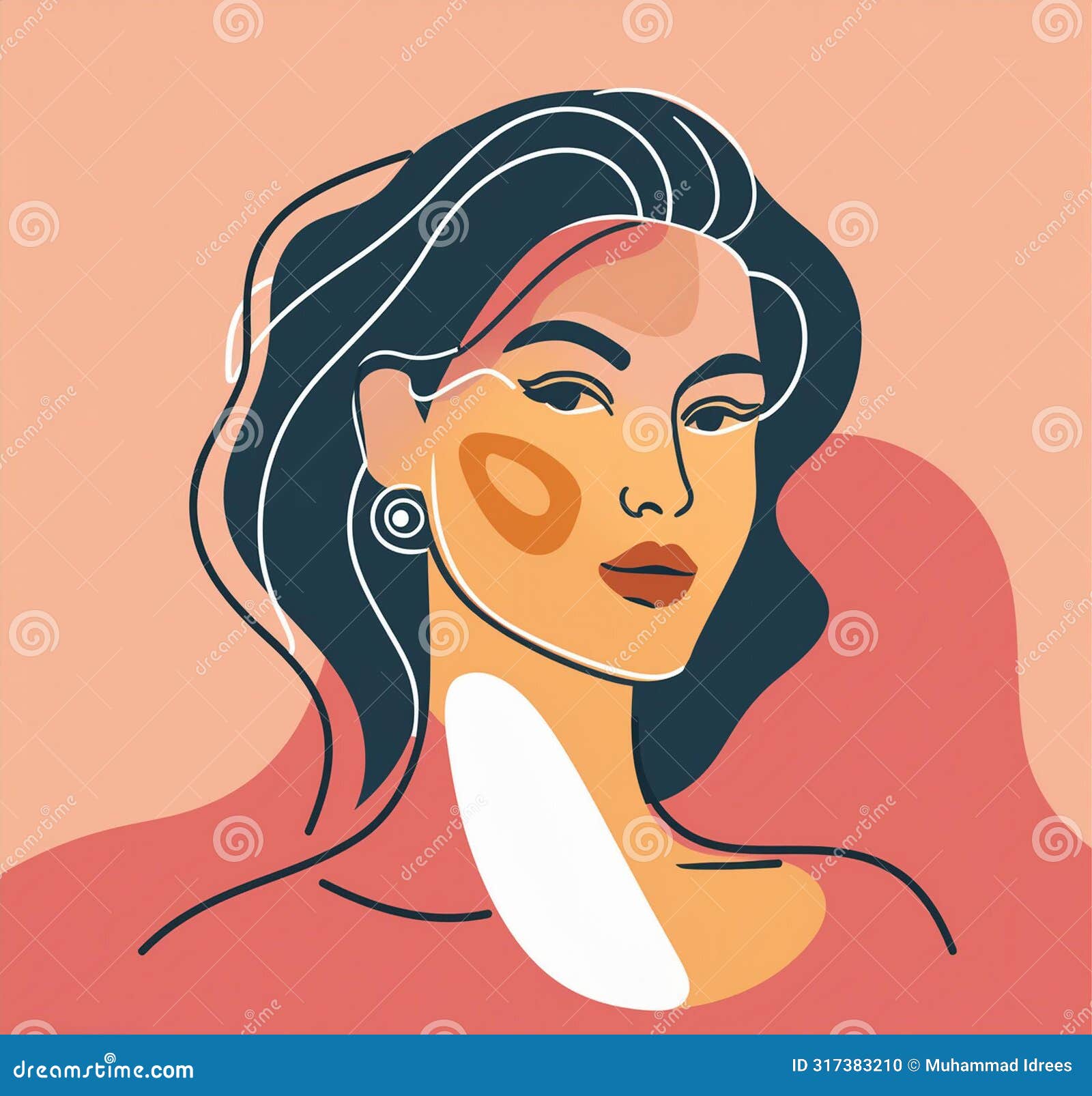 One Continuous Line Drawing Beauty Woman Feminine Face Abstract