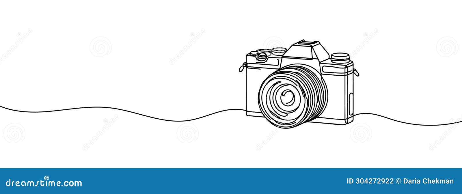 One Continuous Line Drawing of a Camera Stock Vector - Illustration of ...