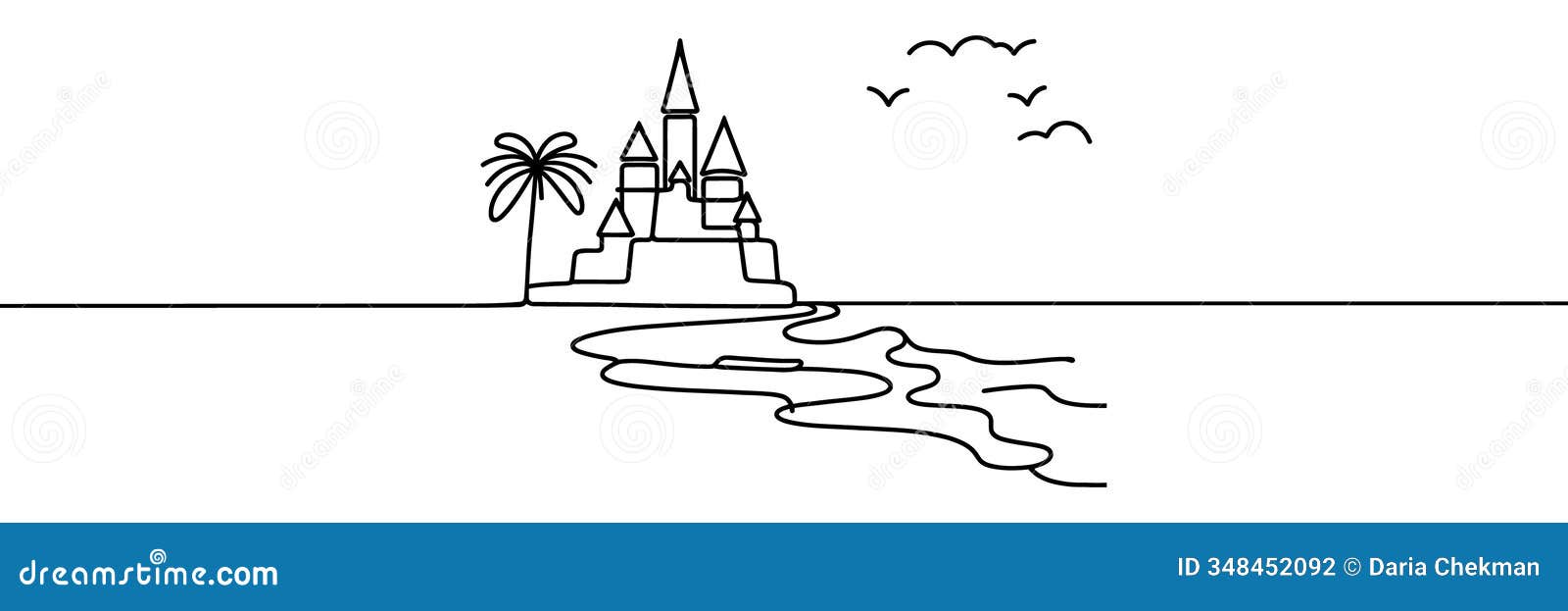 One Continuous Line Drawing of Castle. One Line Drawing of Fantasy ...