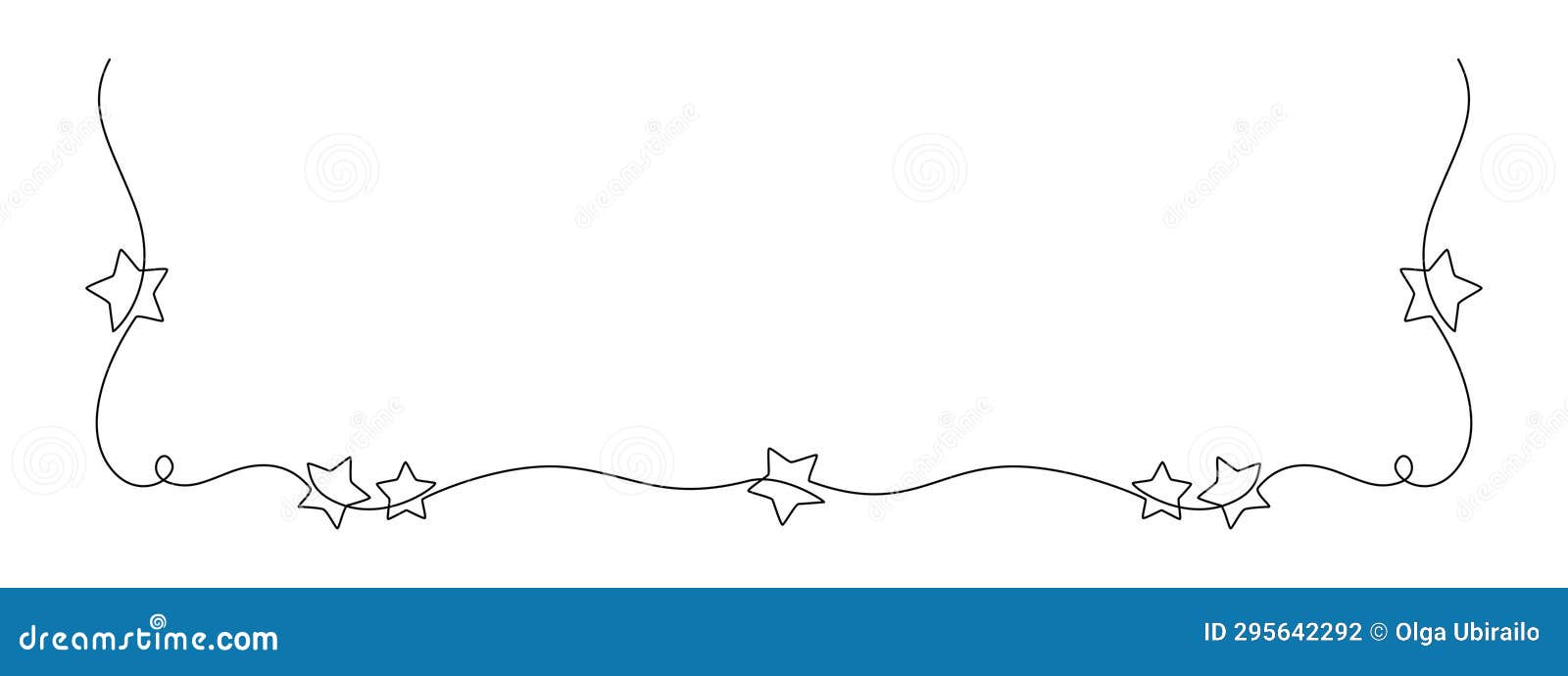 One Continuous Line Drawing of Christmas Frame and Border with Stars ...