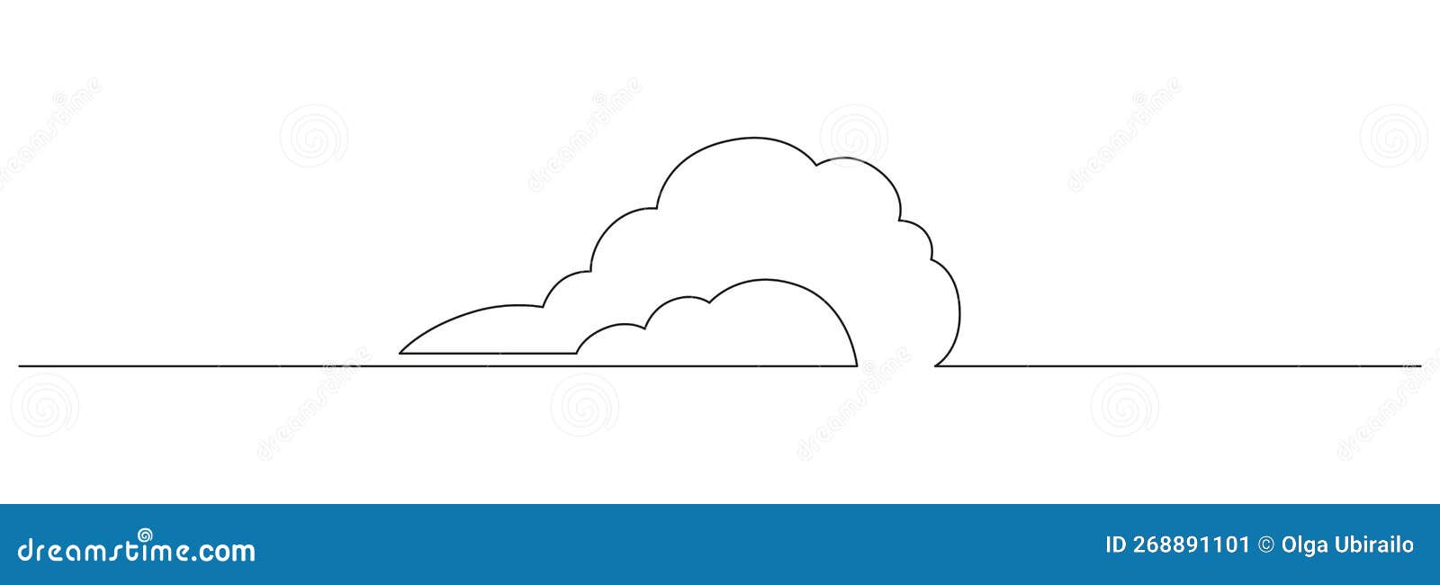 One Continuous Line Drawing of Clouds in the Sky. Weather Symbol and ...