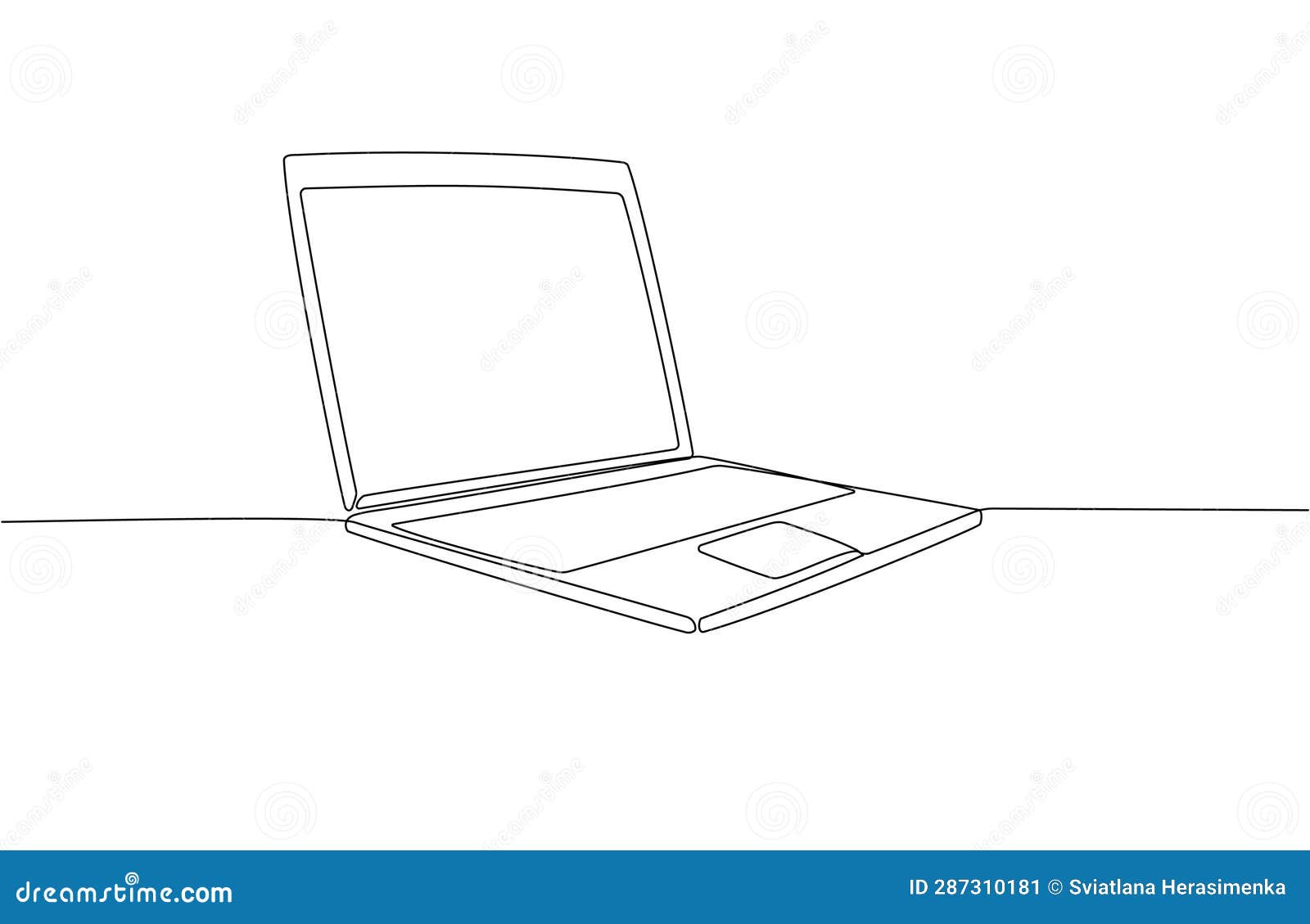 One Continuous Line Drawing of Computer Laptop, and a Cup of Coffee ...