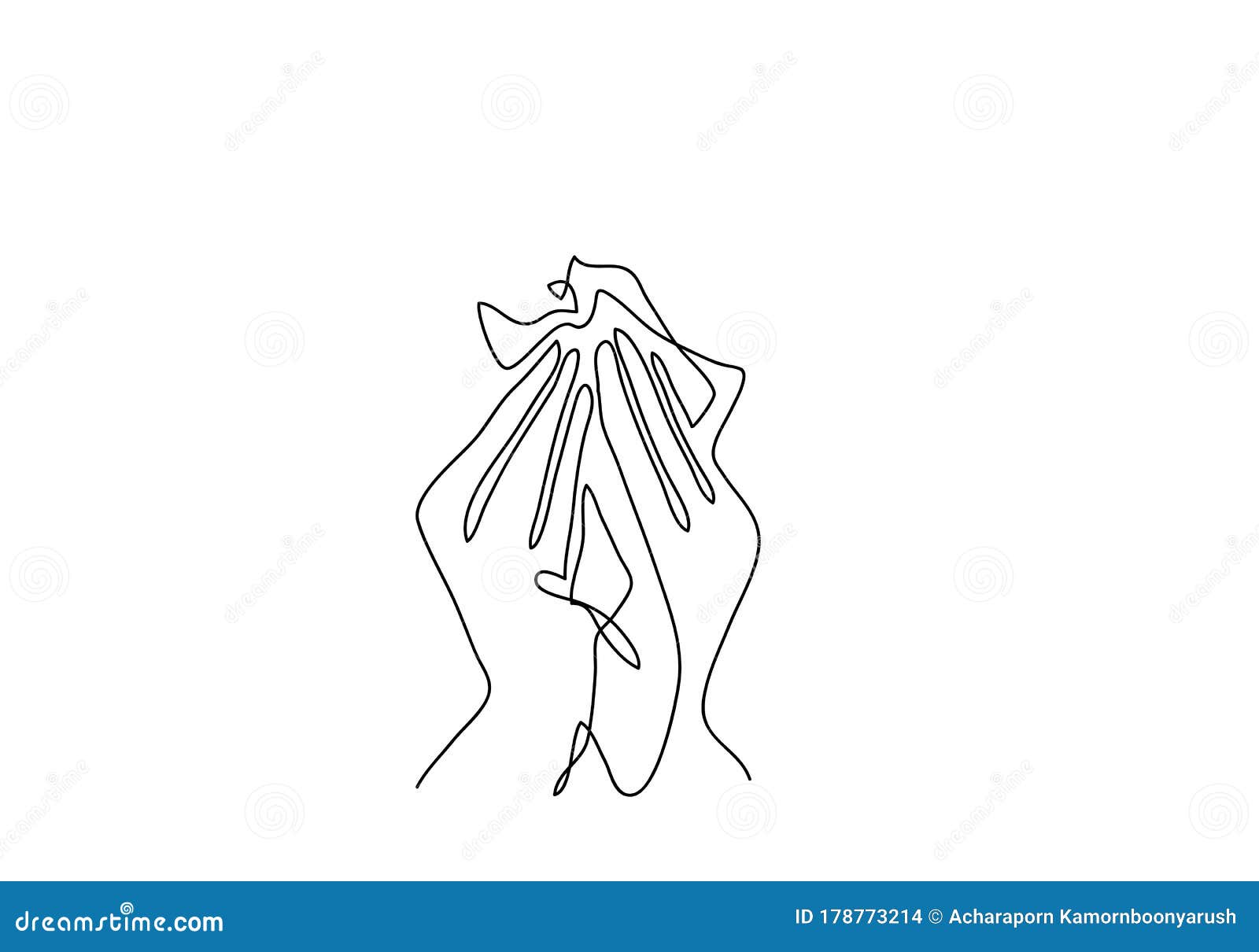 One Continuous Line Drawing Cough Woman Stock Vector - Illustration of ...