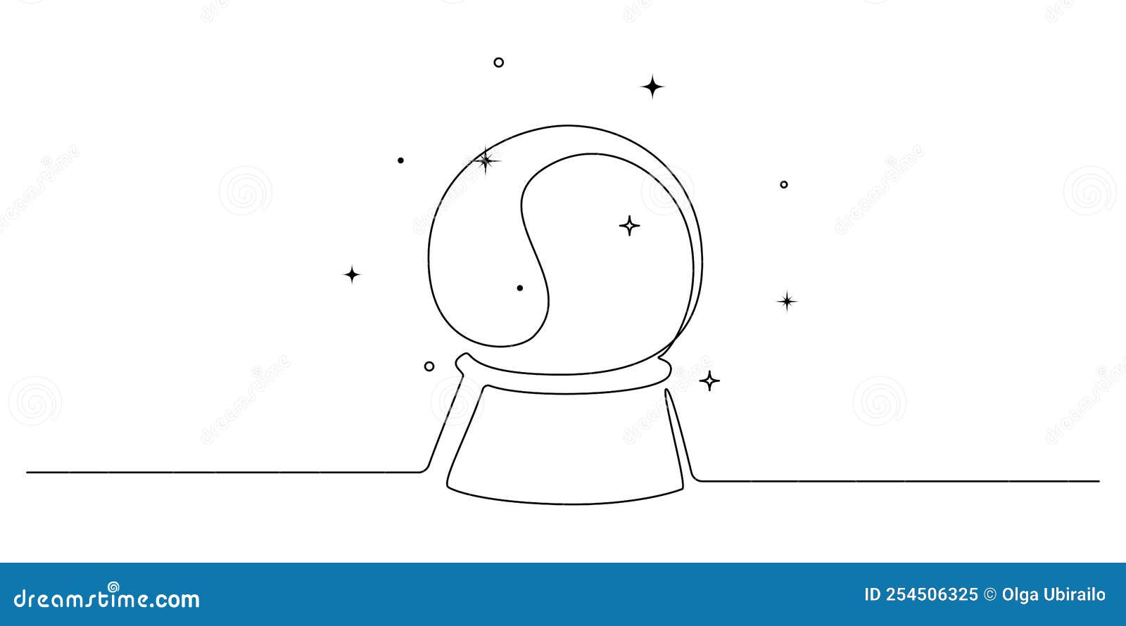 One Continuous Line Drawing Of Crystal Ball. Mafic Glass Globe For ...