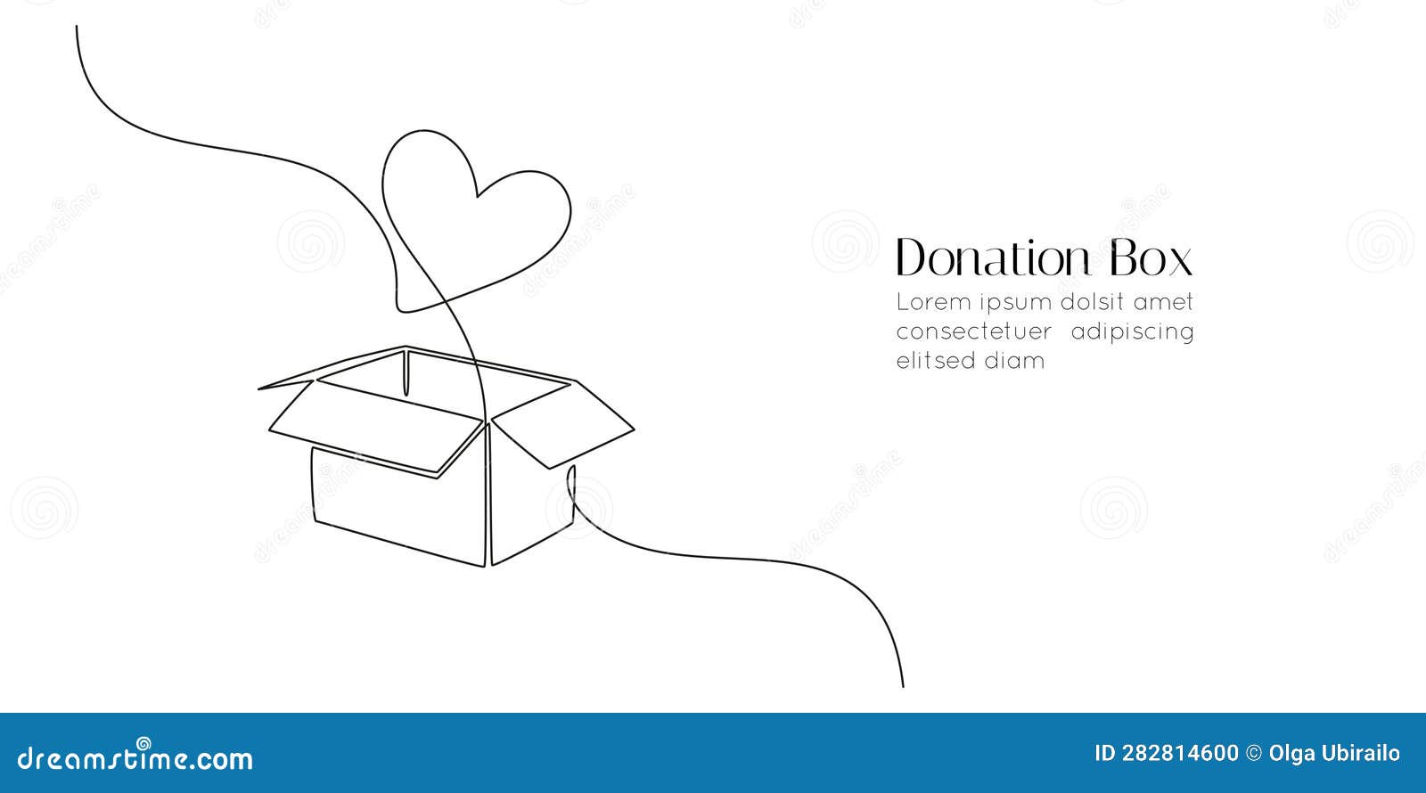 One Continuous Line Drawing of Donate Box with Heart. Minimalist ...