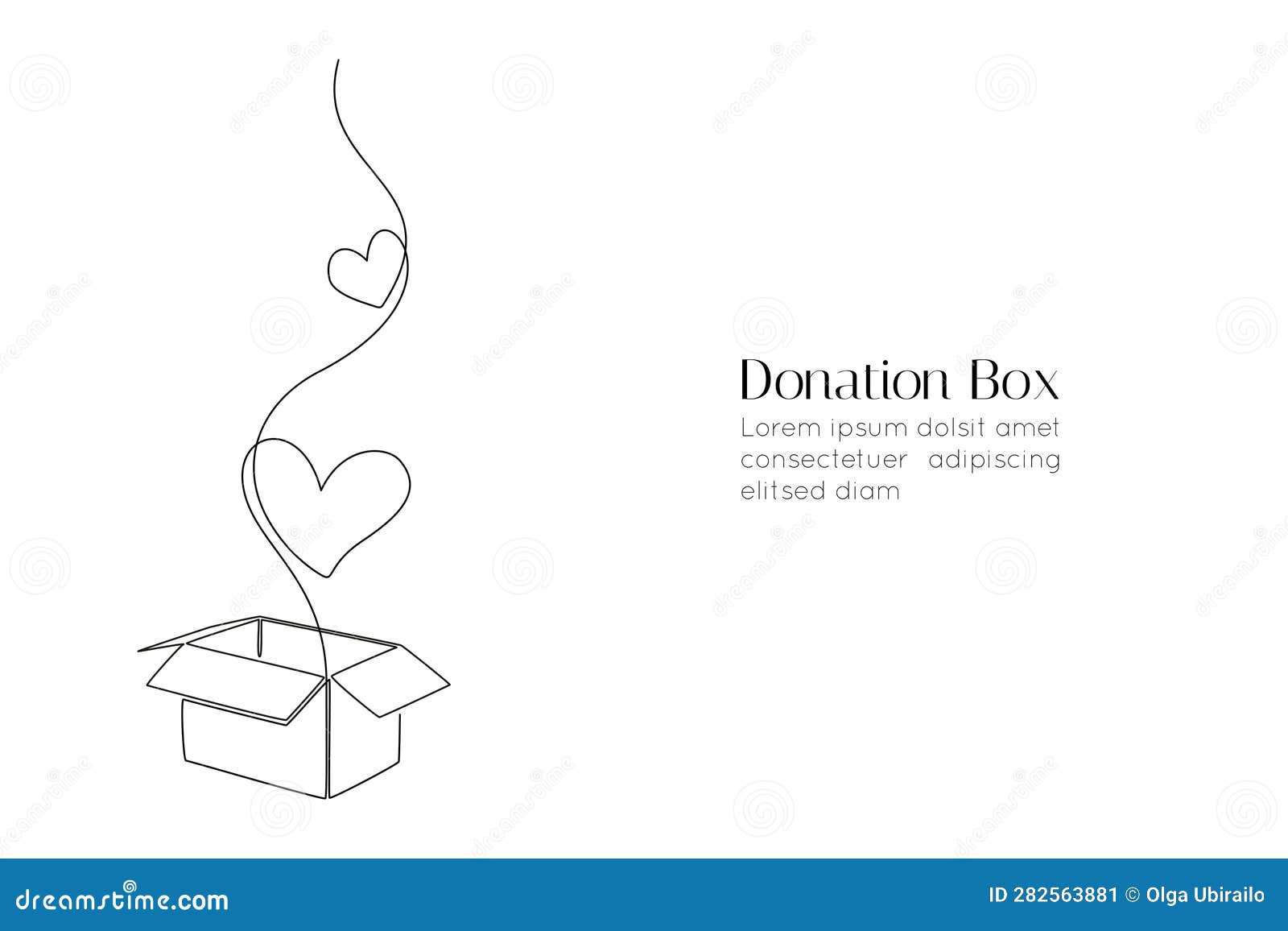 One Continuous Line Drawing of Donate Box with Hearts. Minimalist ...