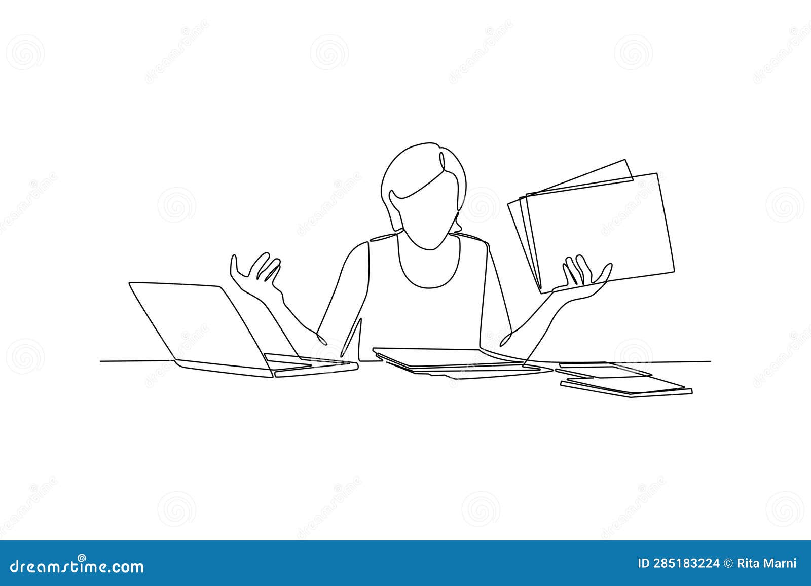 One Continuous Line Drawing of Effective and Productive Concept. Stock ...