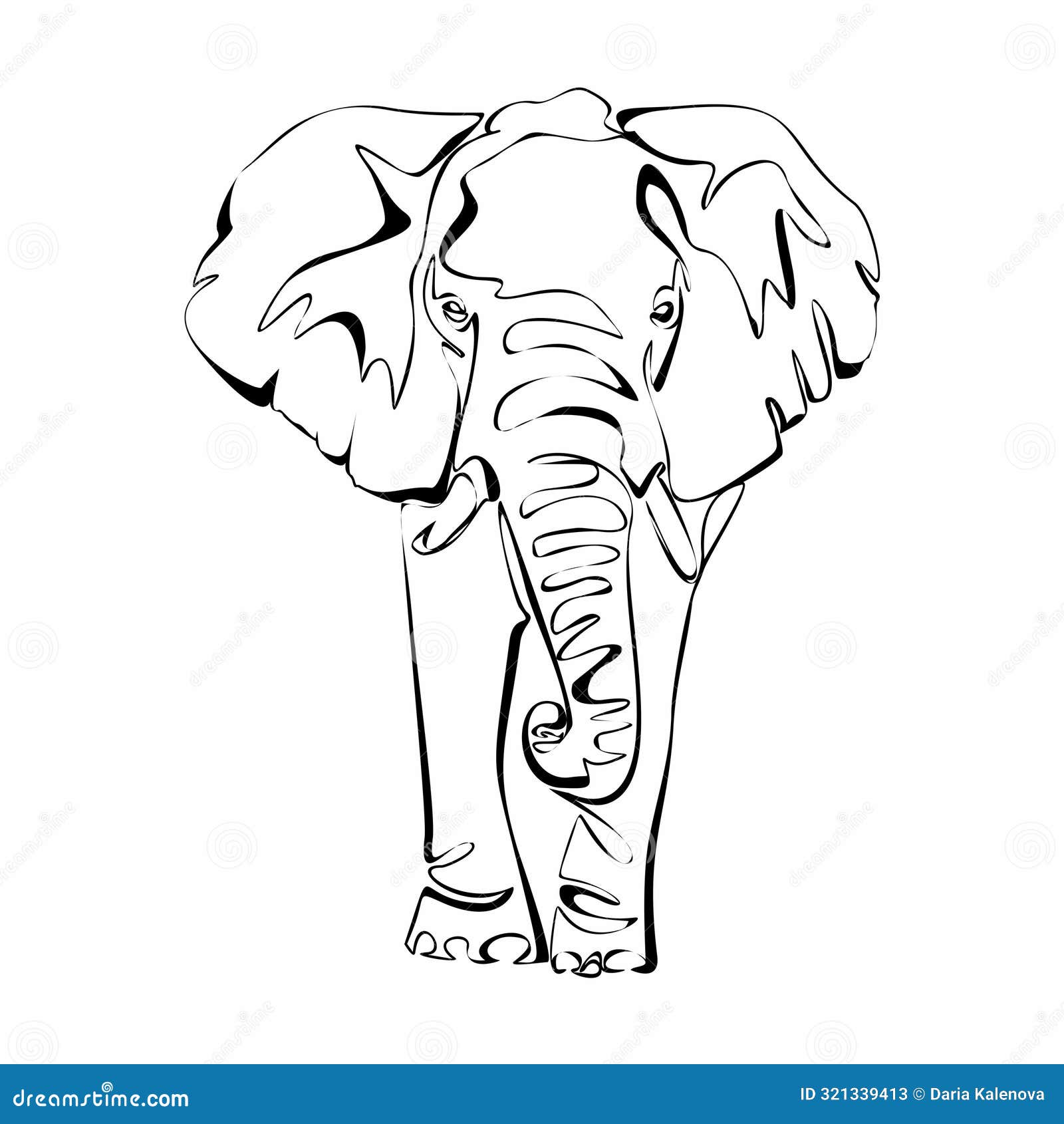 One Continuous Line Drawing of a Elephant. Single Line Draw Design ...