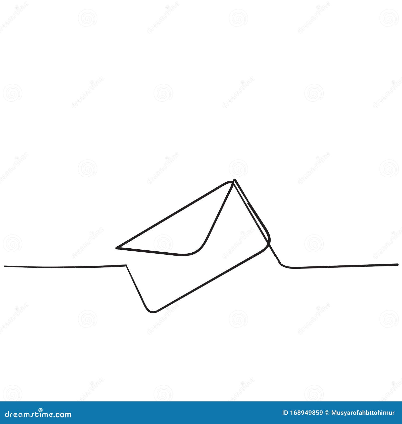 One Continuous Line Drawing of Email Icon Isolated on White Background ...