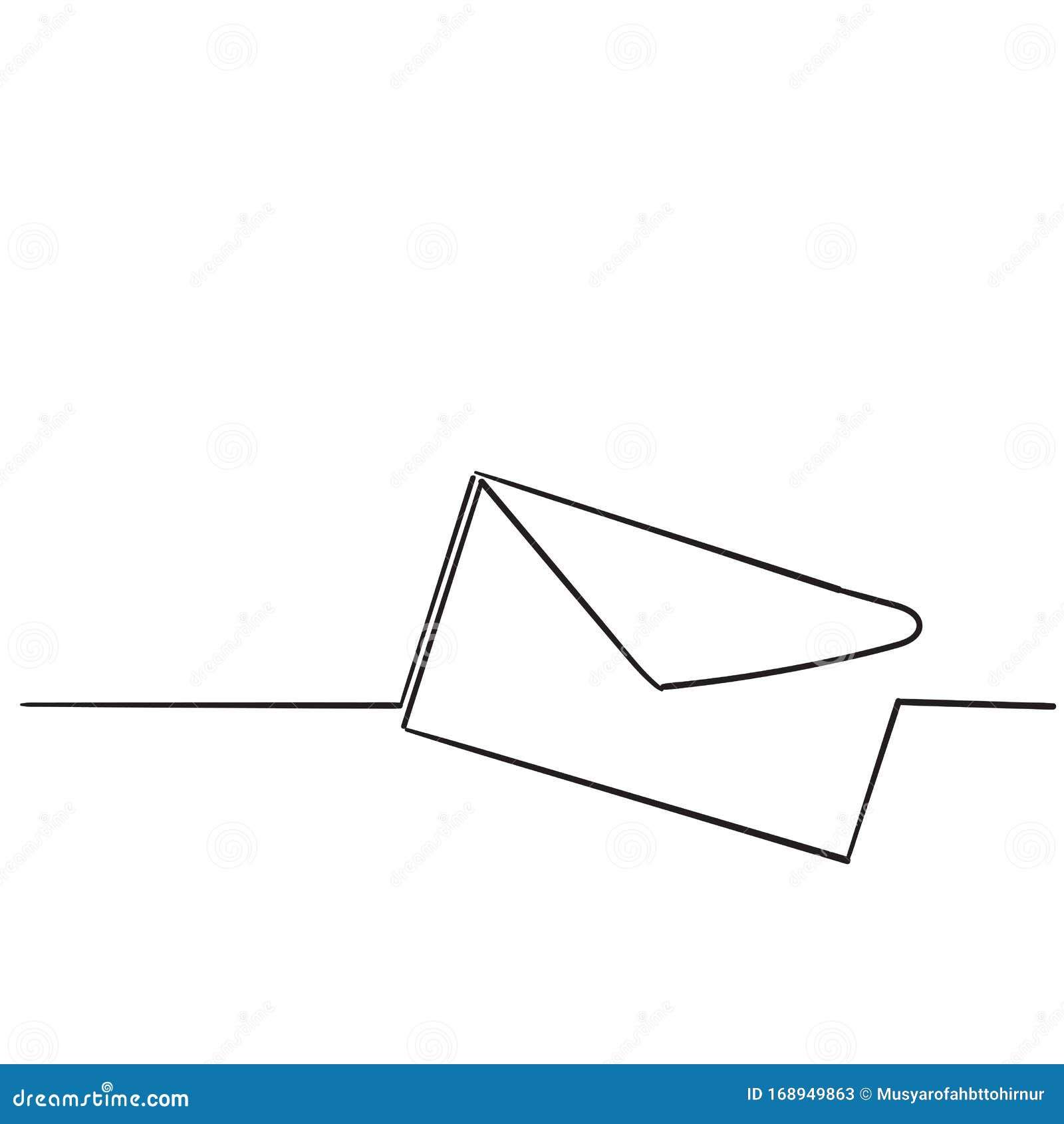 One Continuous Line Drawing of Email Icon Isolated on White Background ...