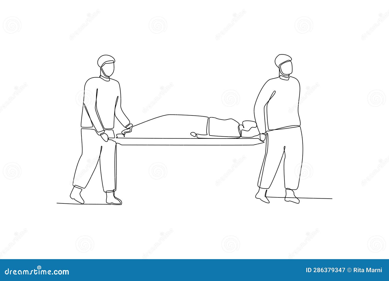 One Continuous Line Drawing of Emergency Rescue Concept. Stock Vector ...