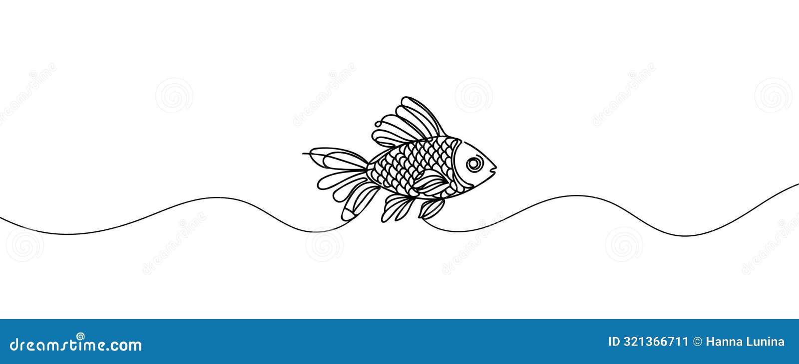 One Continuous Line Drawing of a Fish. Vector Illustration. Stock ...