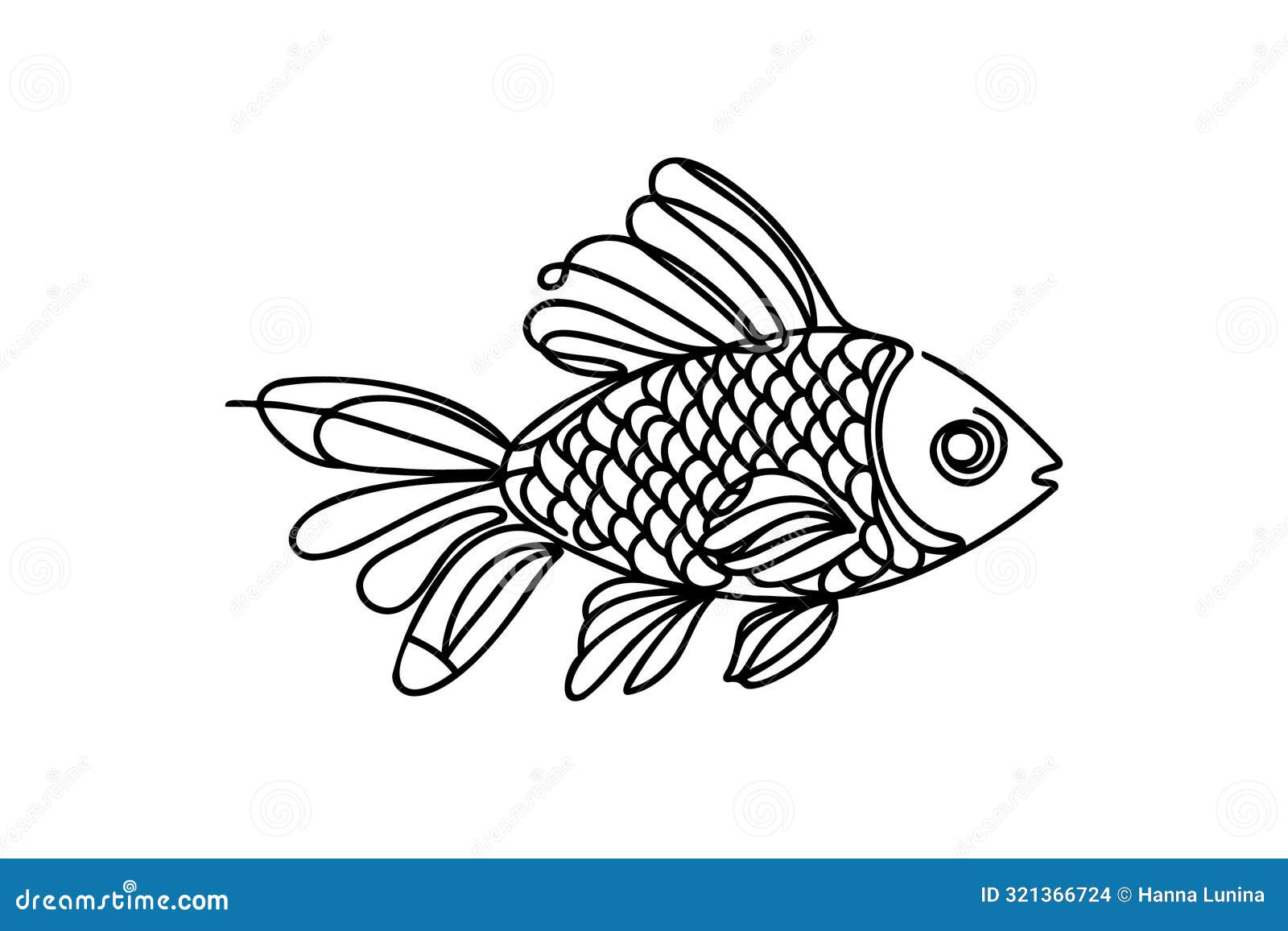 One Continuous Line Drawing of a Fish. Vector Illustration. Stock ...