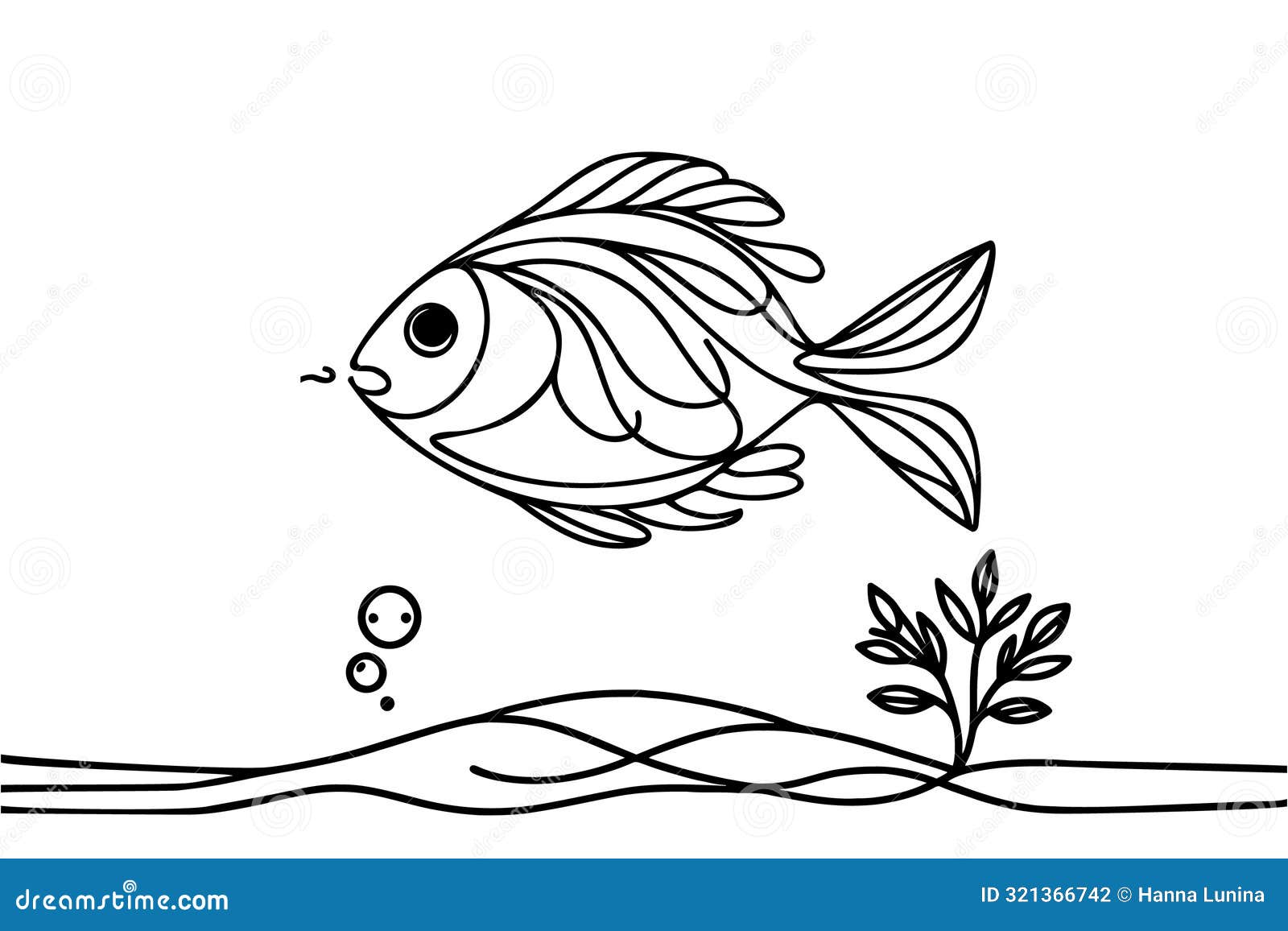 One Continuous Line Drawing of a Fish. Vector Illustration. Stock ...