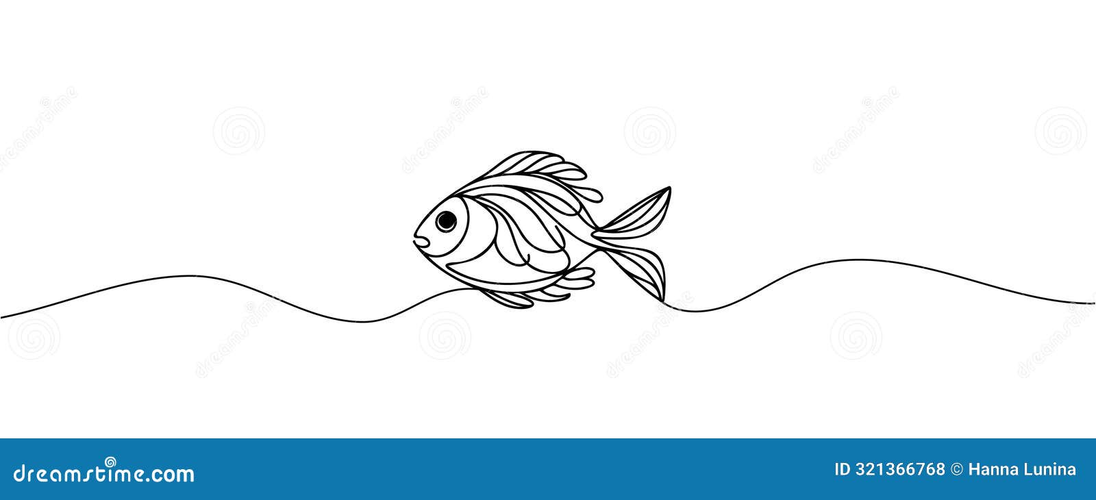 One Continuous Line Drawing of a Fish. Vector Illustration. Stock ...