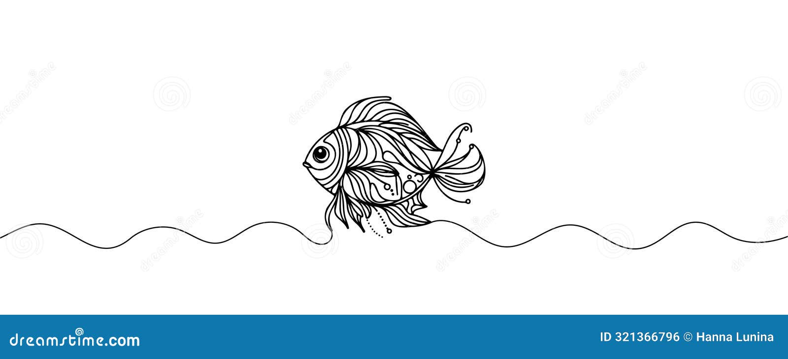 One Continuous Line Drawing of a Fish. Vector Illustration. Stock ...