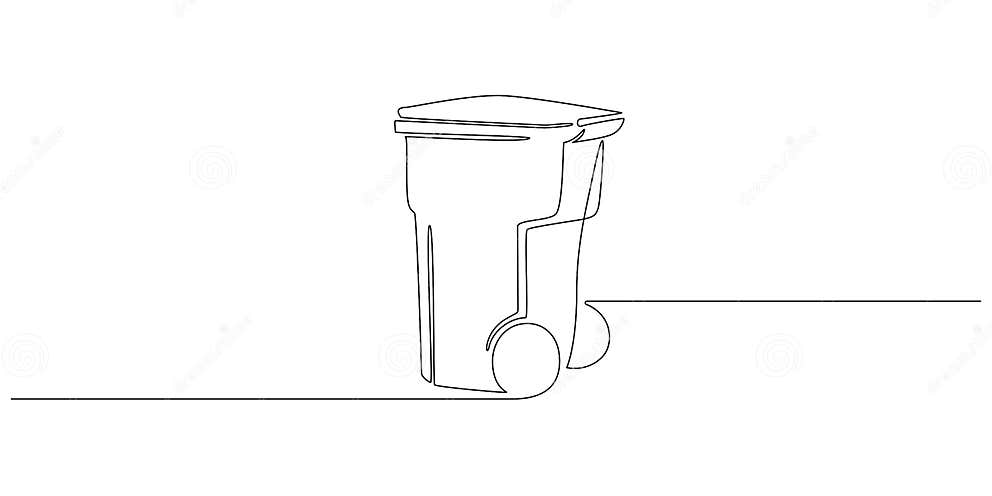 One Continuous Line Drawing of Garbage Container. Plastic Recycle Waste ...