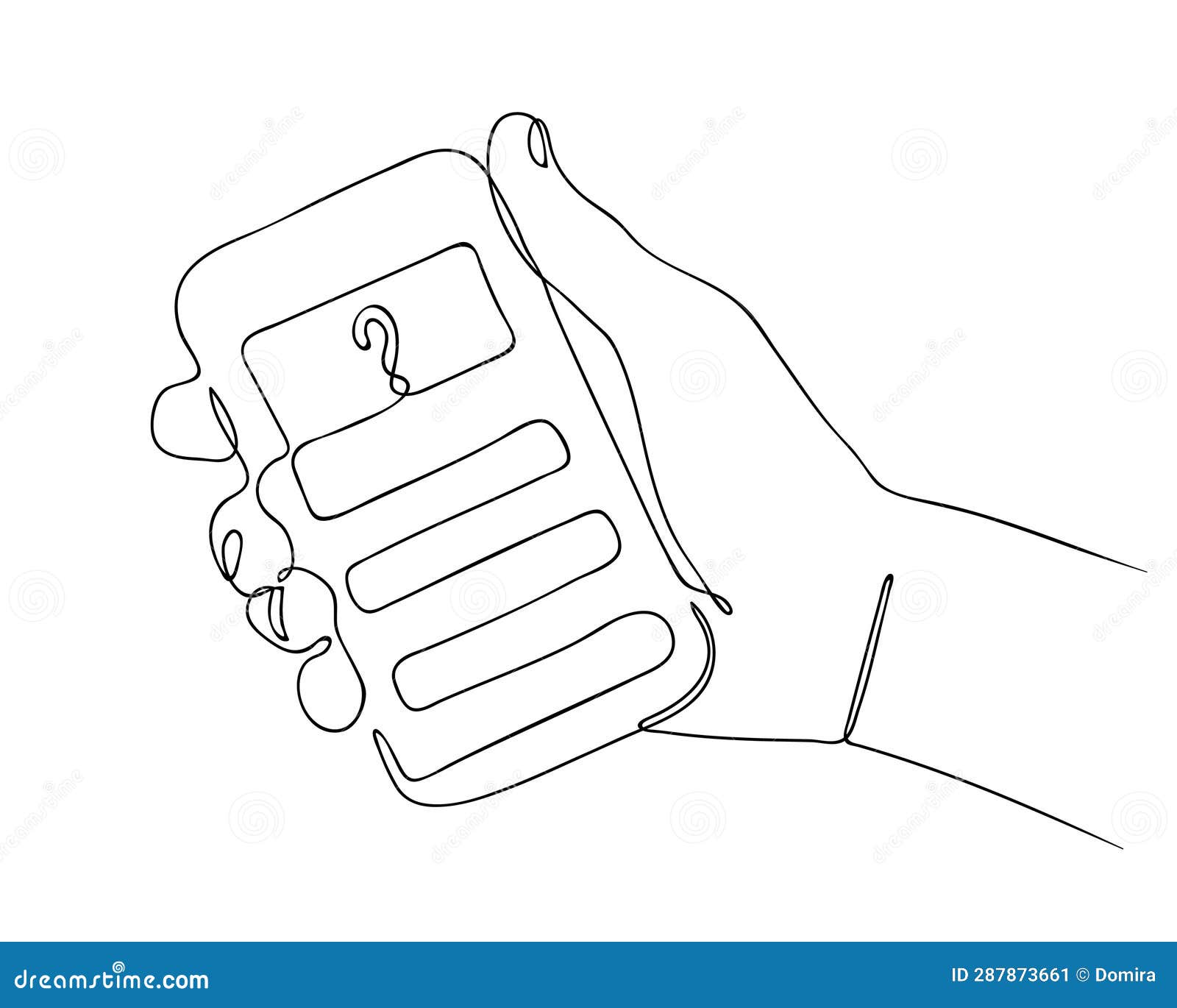 One Continuous Line Drawing. Hand and Calculator with Question Mark ...