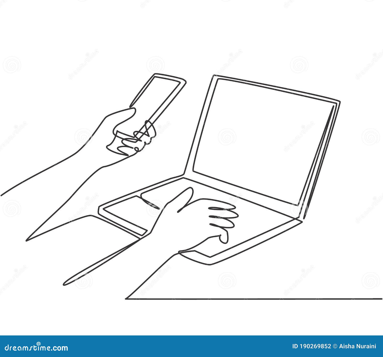 One Continuous Line Drawing of Hand Gesture Holding Smartphone To Input ...