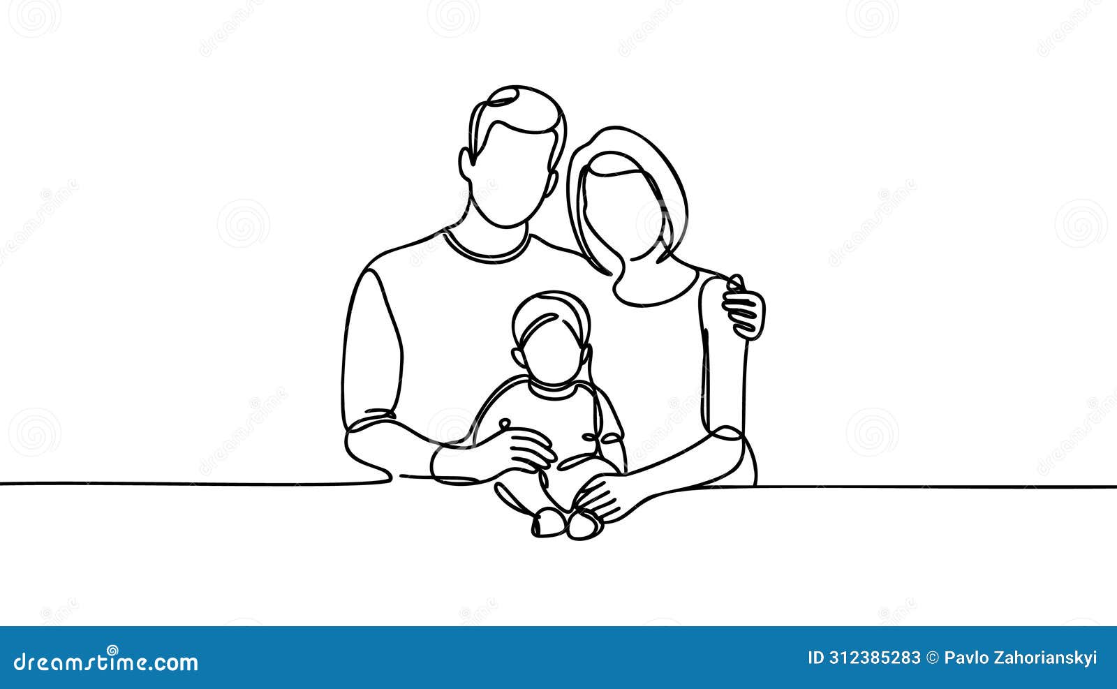 One Continuous Line Drawing of Happy Family Stock Vector - Illustration ...