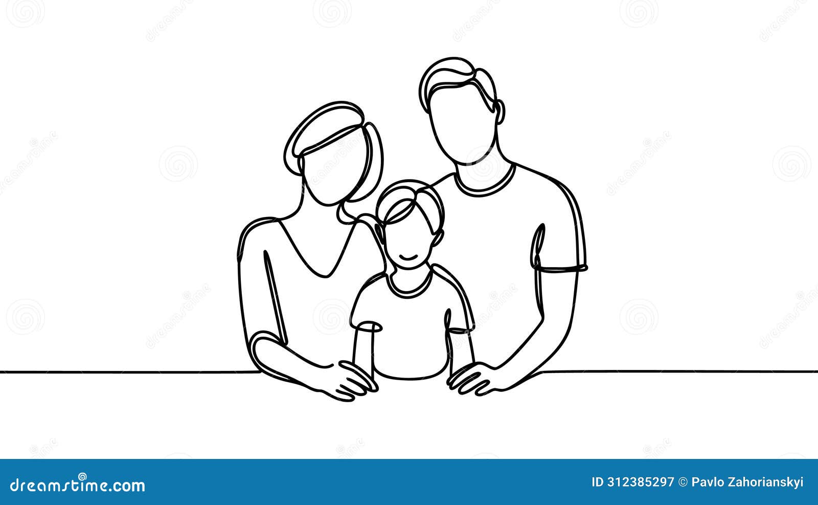 One Continuous Line Drawing of Happy Family Stock Vector - Illustration ...