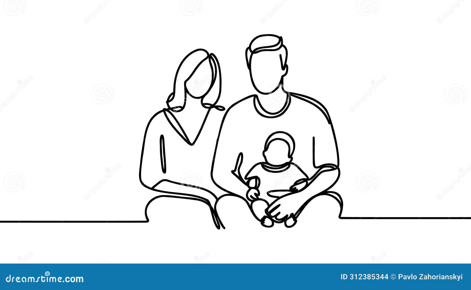 One Continuous Line Drawing of Happy Family Stock Vector - Illustration ...