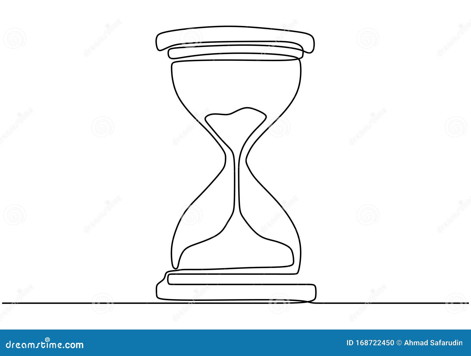One Continuous Line Drawing Of Hourglass Minimalism Vector Illustration Time Count Concept