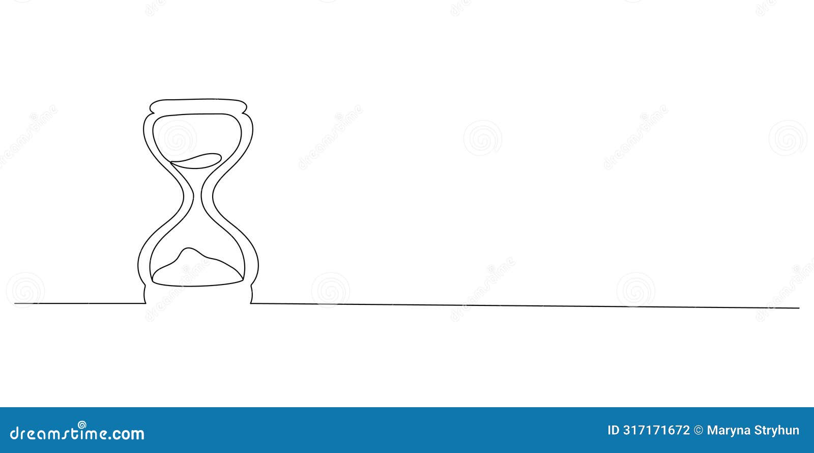 One Continuous Line Drawing of an Hourglass with Sand Flowing ...