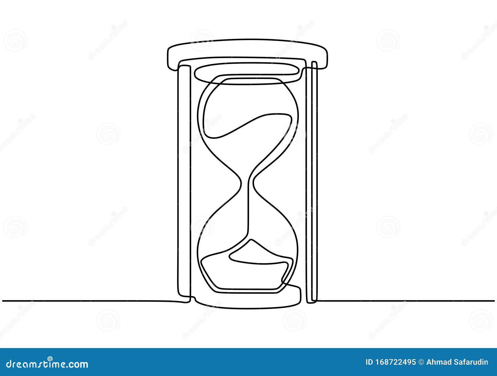 One Continuous Line Drawing of Hourglass Vector. Hand Drawn Clock ...