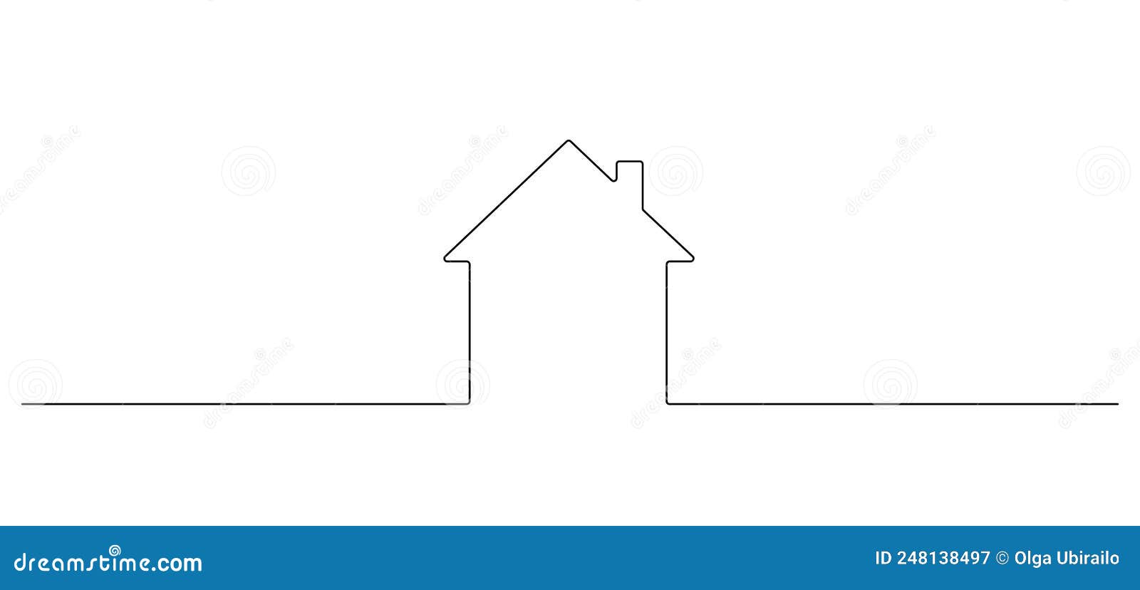 One Continuous Line Drawing of House Building. Symbol Home Architecture ...