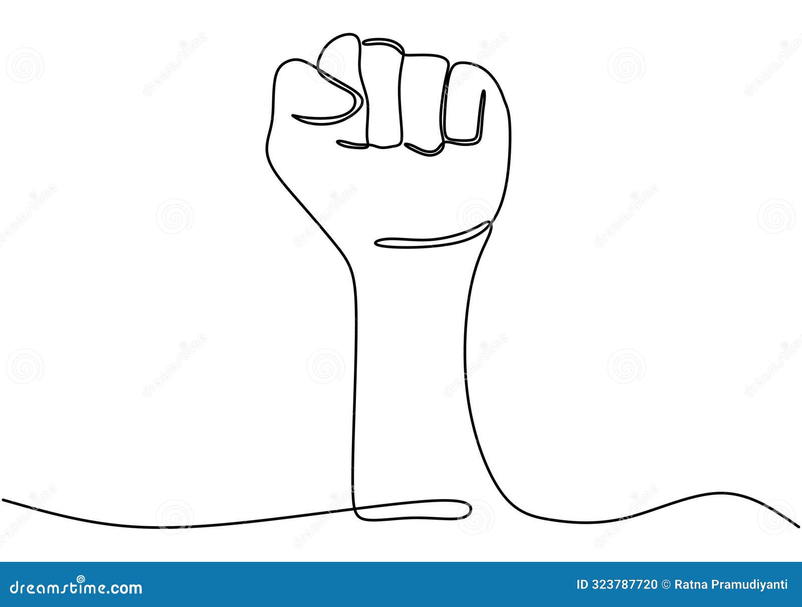 One Continuous Line Drawing of of a Human Fist Stock Vector ...
