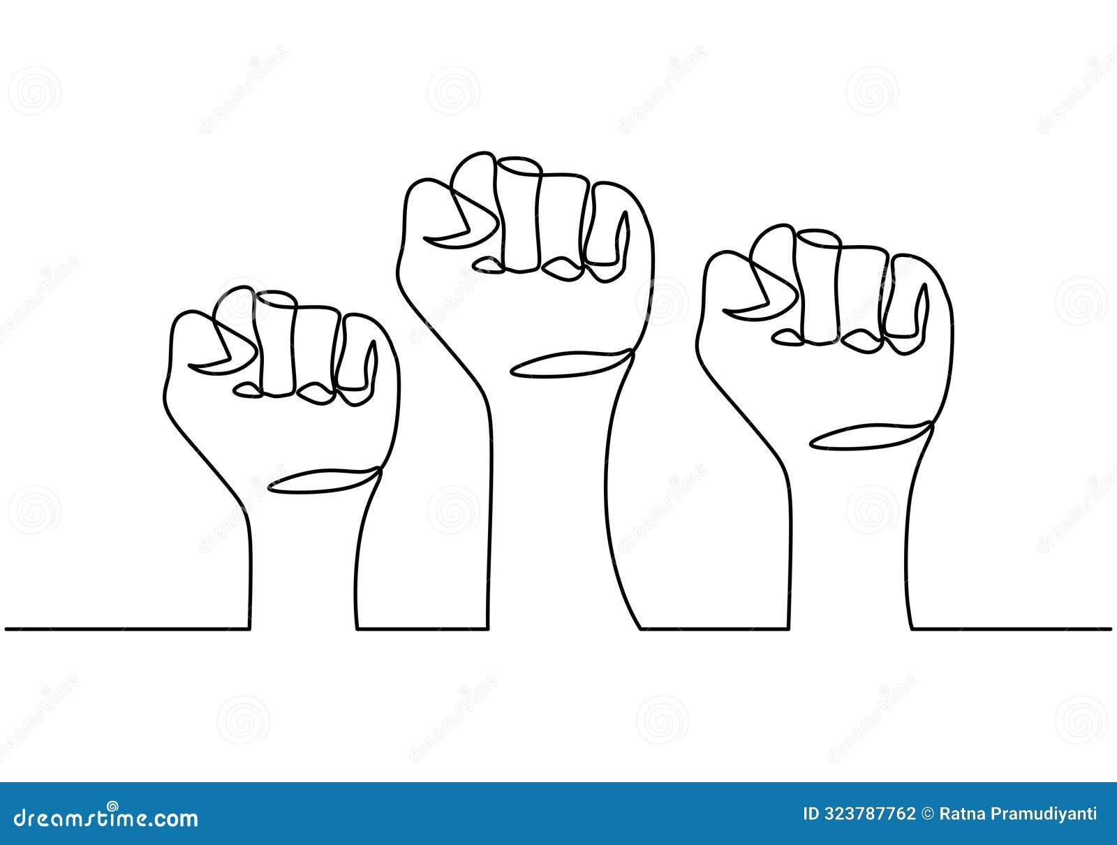 One Continuous Line Drawing of of a Human Fist Stock Vector ...