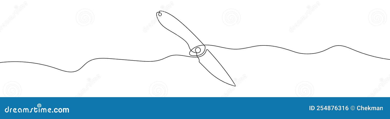 One Continuous Line Drawing of Knife. Knife Linear Background Stock ...