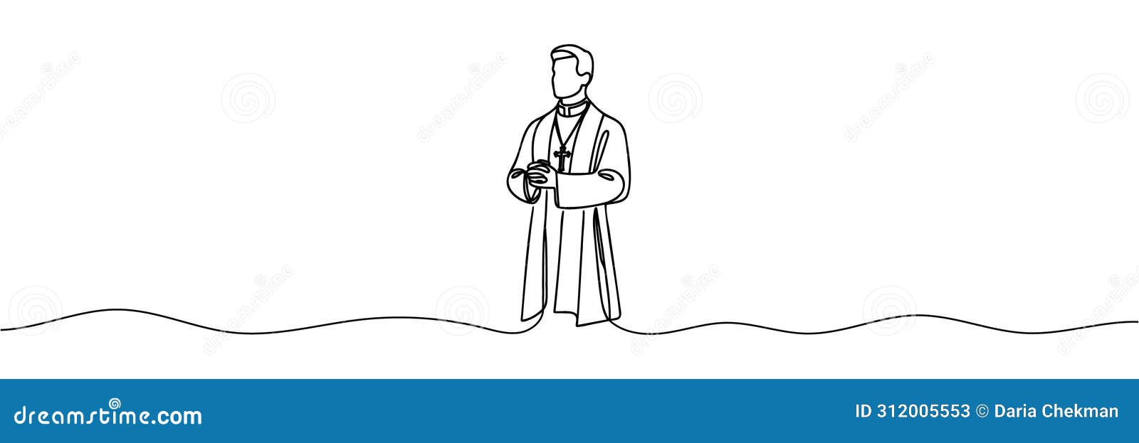 One Continuous Line Drawing of a Male Priest Stock Vector ...