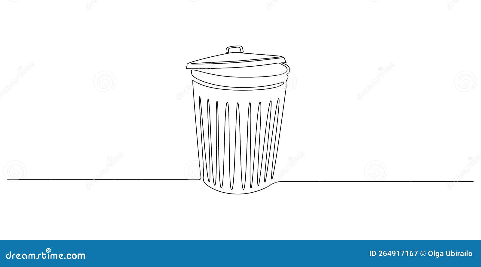 One Continuous Line Drawing of Metallic Garbage Container. Recycling ...
