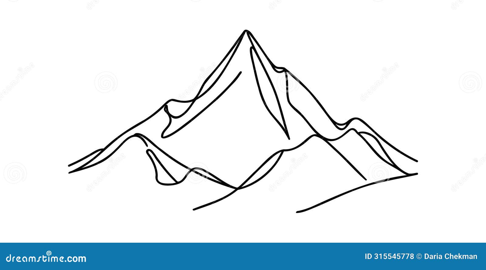 One Continuous Line Drawing of Mountain. Vector Illustration Stock ...