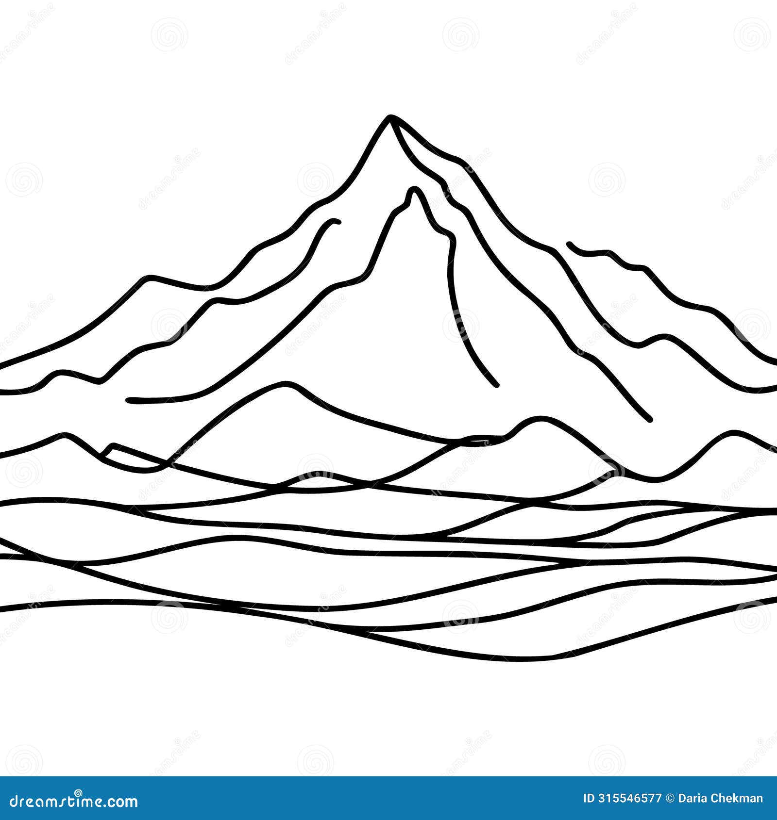 One Continuous Line Drawing of Mountain. Vector Illustration Stock ...