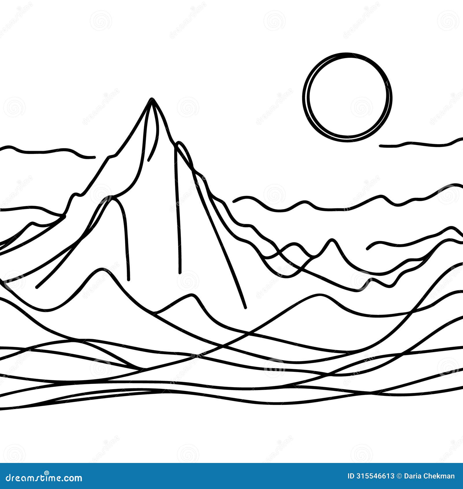 One Continuous Line Drawing of Mountain. Vector Illustration Stock ...