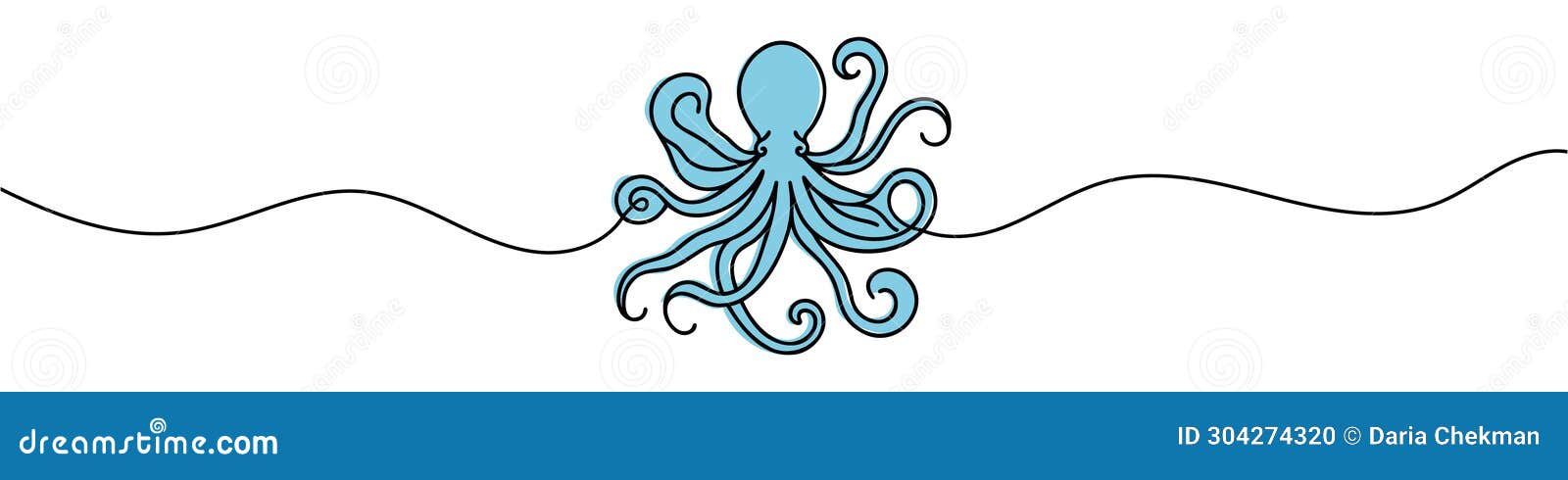 One Continuous Line Drawing of an Octopus Stock Illustration ...
