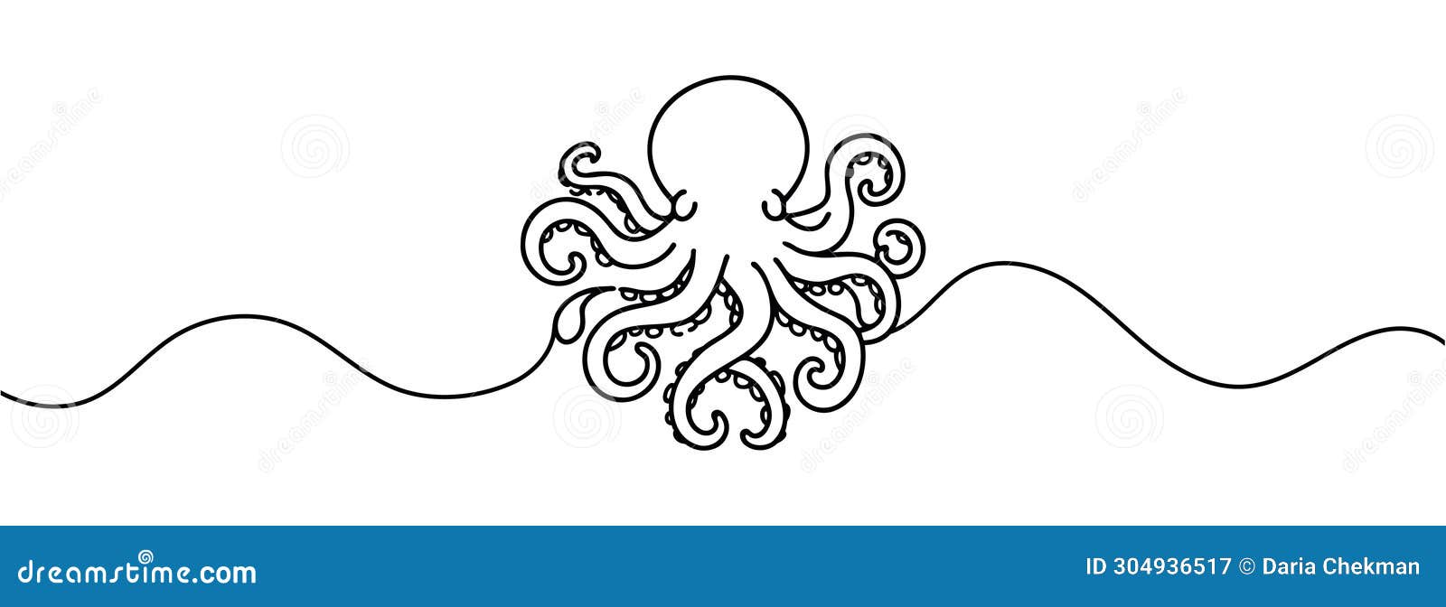 One Continuous Line Drawing of an Octopus. Stock Illustration ...