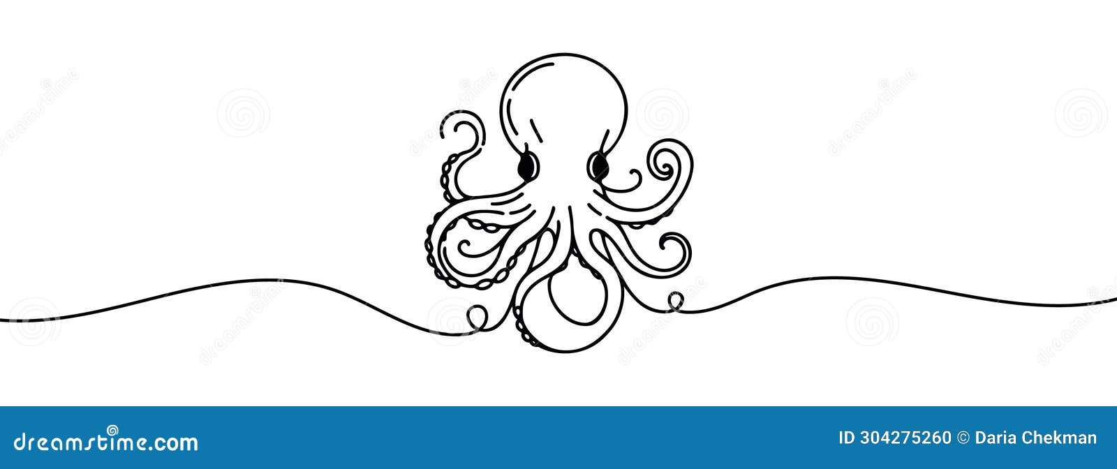 One Continuous Line Drawing of an Octopus Stock Vector - Illustration ...