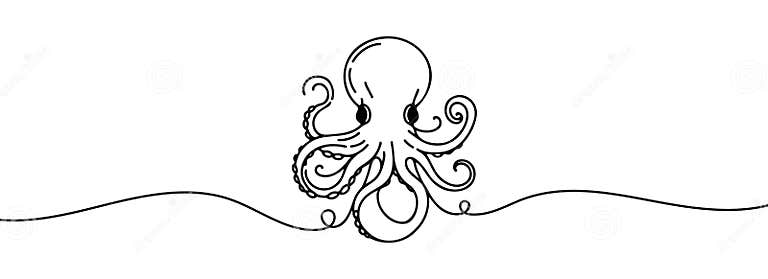 One Continuous Line Drawing of an Octopus Stock Illustration ...