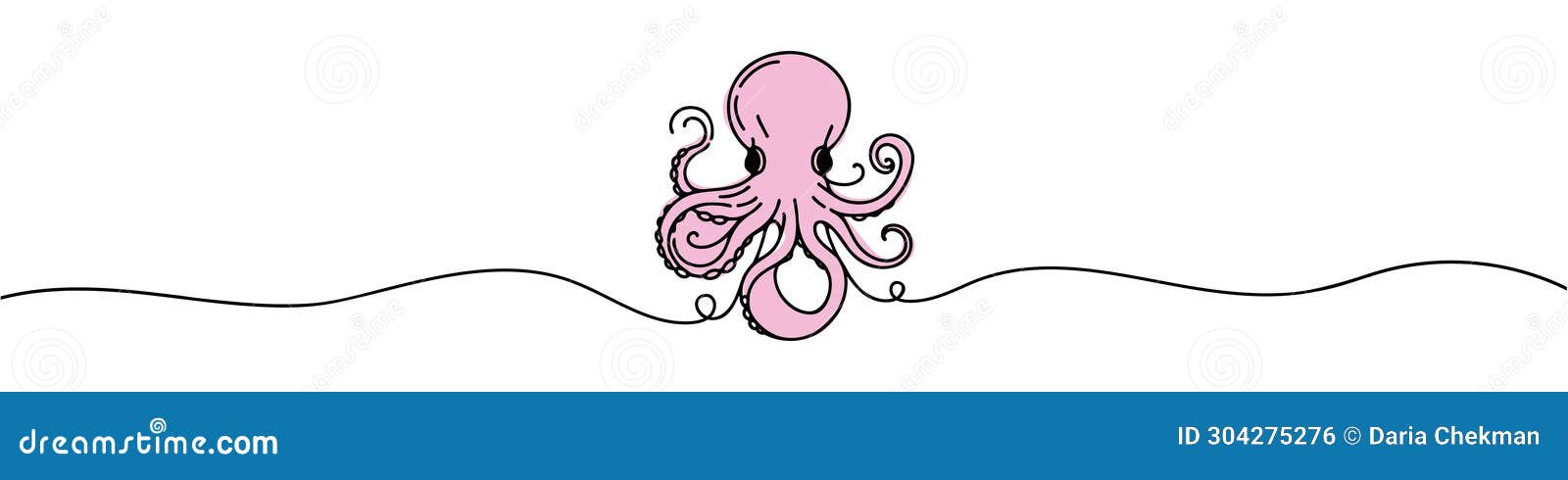 One Continuous Line Drawing of an Octopus Stock Illustration ...