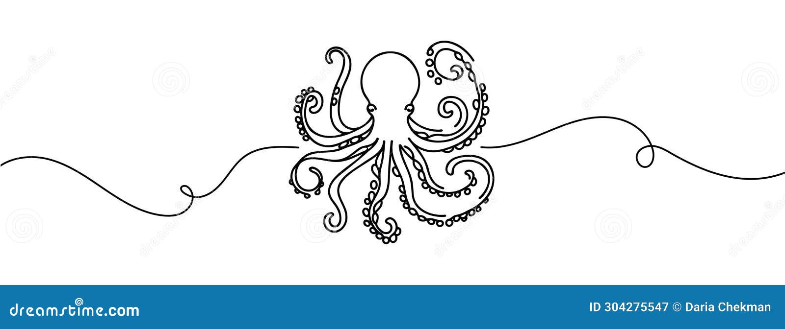 One Continuous Line Drawing of an Octopus Stock Illustration ...