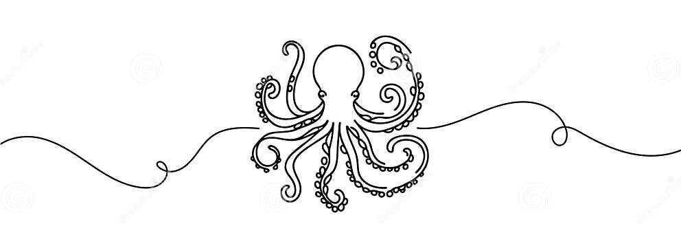 One Continuous Line Drawing of an Octopus Stock Illustration ...