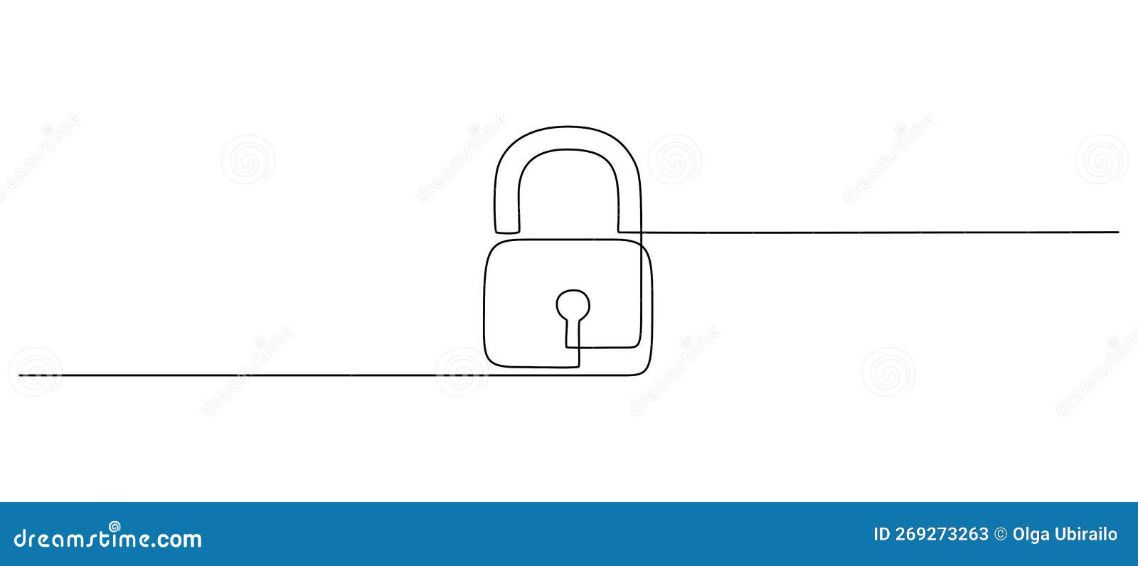 One Continuous Line Drawing of Padlock. Outline Symbol Password Lock ...